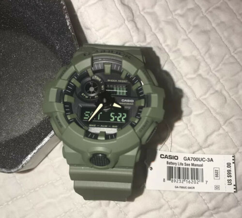 Casio G-Shock GA-700UC-3A Olive Green Analog Digi World Time Watch ...