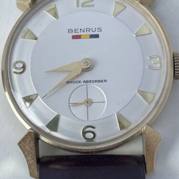 Benrus Vintage 1950’s 14K Gold Men’s Mechanical Wind Shock Absorber ...