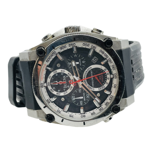 Bulova Precisionist Chrono Stainless Rubber Carbon Fiber Dial Mens ...