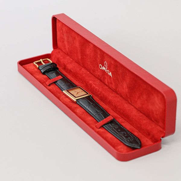 *NEAR MINT w/ Case* Vintage OMEGA De Ville Cal.1387 Qz Crownless Gold ...