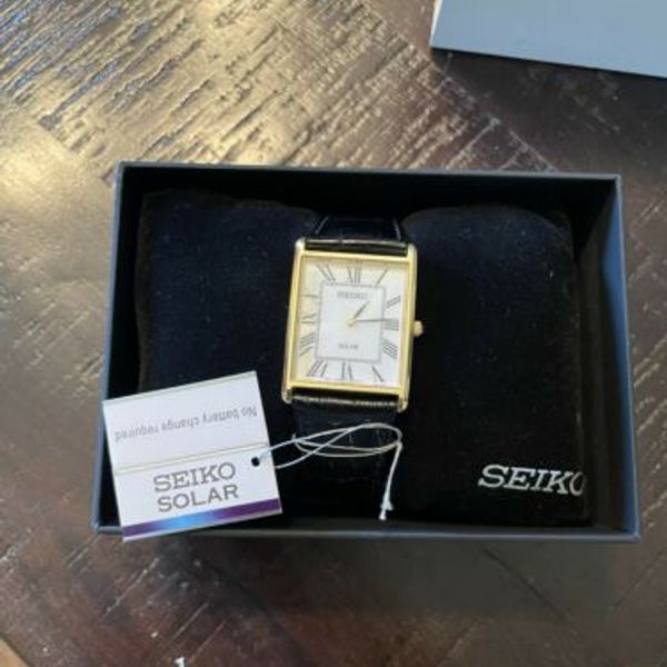 Seiko Men’s Solar Black Leather Strap Watch 29mm SUP880 | WatchCharts Marketplace