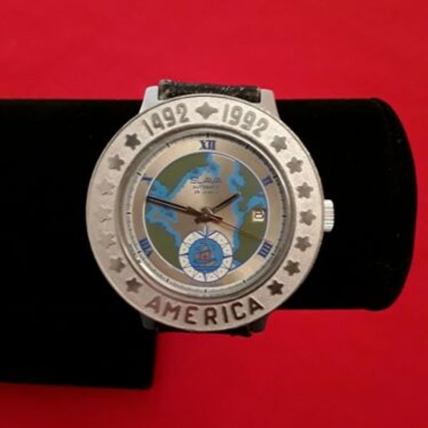 Rare Vintage Russian SLAVA COLUMBUS AMERICA 1492-1992 Automatic 27 J Wrist Watch | WatchCharts ...