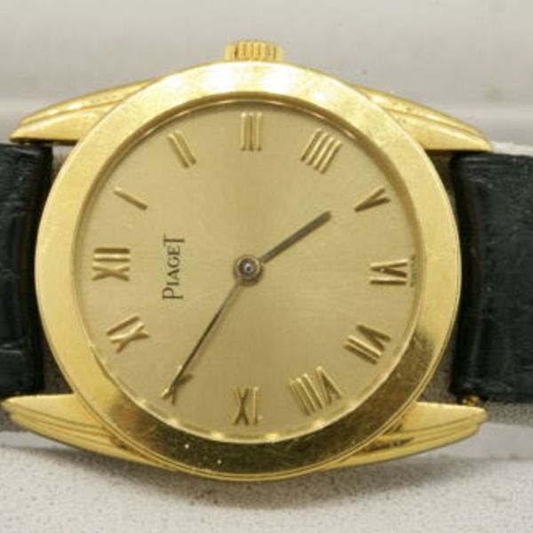 Piaget Quartz Watch 18k Gold Ladies Box Papers Leather Strap Gold ...
