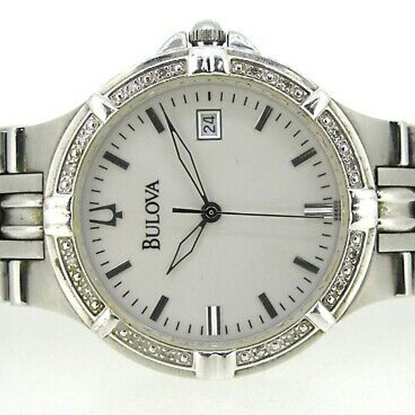 Bulova C8671145 Stainless Steel Day Date Quartz Ladies Wristwatch 35 MM ...