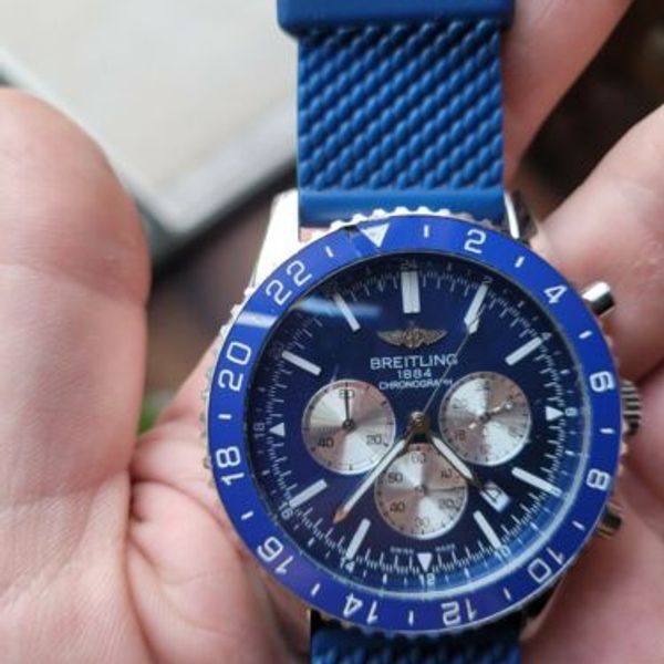 Breitling watch Blue Chronograph 1884. Small chip outer dial. No box or ...