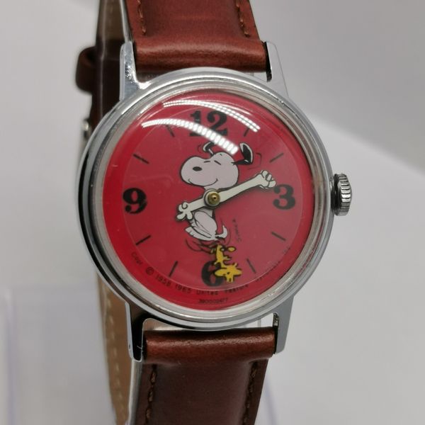 Vtg 1977 Timex Snoopy RedÂ Flying Woodstock Mystery Dial 31mm Unisex ...