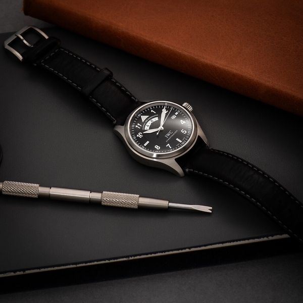 IWC UTZ GMT spitfire pilot watch men aviator watch automatic black dial ...