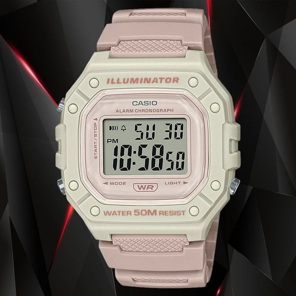Casio W218HC-4A2V Digital Watch Light Pink Alarm Illuminator New ...