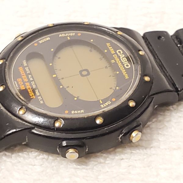 Vintage Casio Men's Watch Black Analog Digital Alarm Chronograph Parts ...