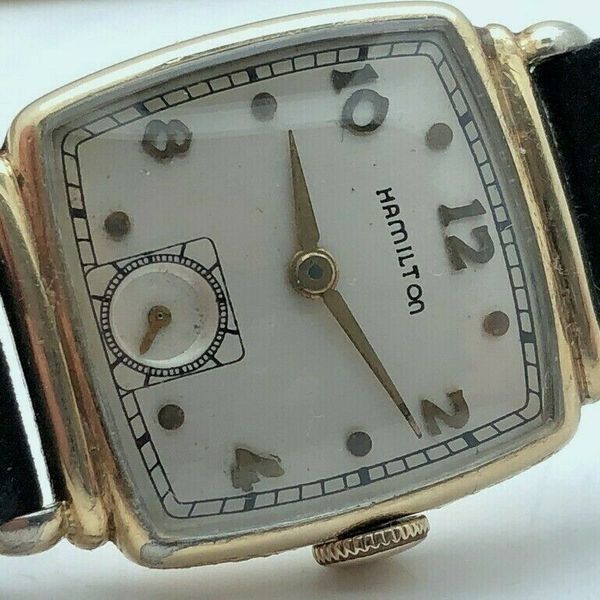 HAMILTON 1940's WW2 Art Deco 14K Gold Filled ORIGINAL DIAL JUST ...