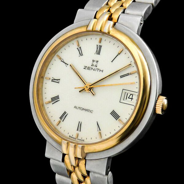 ZENITH 18K/750 verg./STAHL AUTOMATIK ETA 2892-2 DATE SWISS LUXUS ...