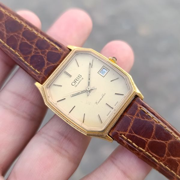 Vintage Oris Versailles Quartz Date 10P Gold Plated Men's Wristwatch ...