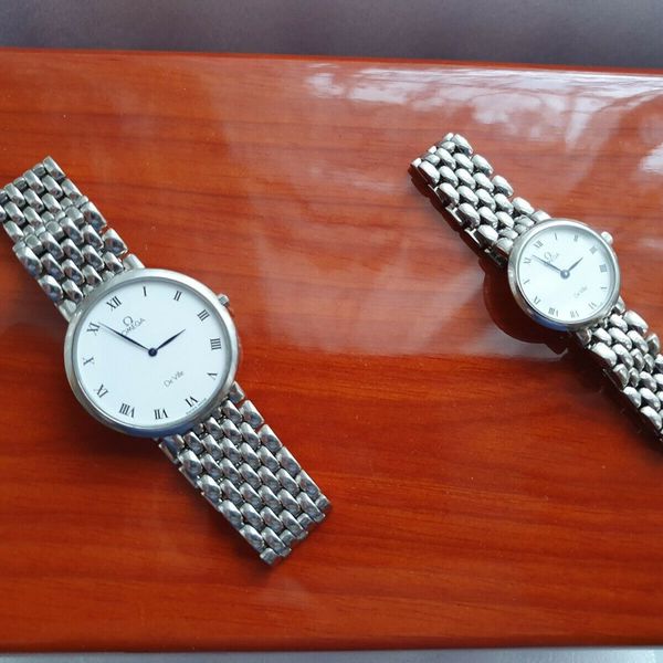 TWO Omega de Ville Prestige Anniversary Slim Dress Quartz Watches (His ...