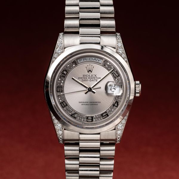 FS: 1995 Rolex Platinum Diamond Day-Date 18296 Diamond Arabic Diamond ...