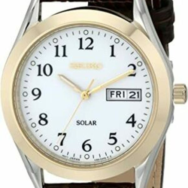 Seiko Men's SNE056 Stainless Steel Solar Watch with Leather Band | WatchCharts Marketplace