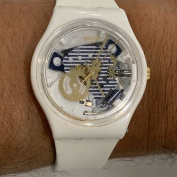 White Swatch Skeleton Watch 34mm | WatchCharts Marketplace