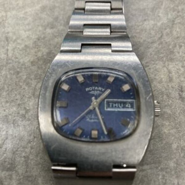 Vintage Men’s Rotary Automatic TV Dial Steel Watch 21 Jewel Date Multi ...