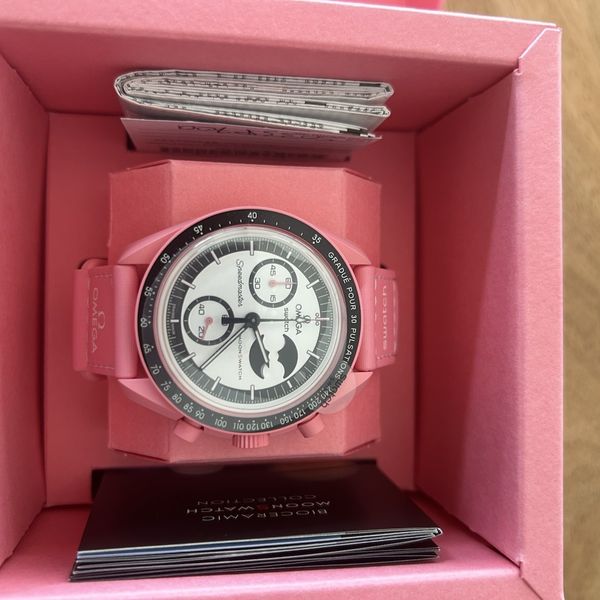 OMEGA SWATCH SPEEDMASTER MOONSWATCH PINK MISSION TO THE PINK MOONPHASE ...