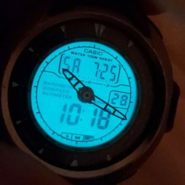 Casio Pro Trek PRG 60T Model 2767. New Capacitor/battery. Indiglo light ...
