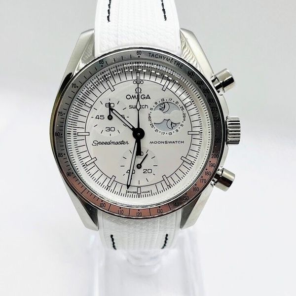 Custom MOD OMEGA x Swatch MoonSwatch Metal Case WHITE Mission to the ...