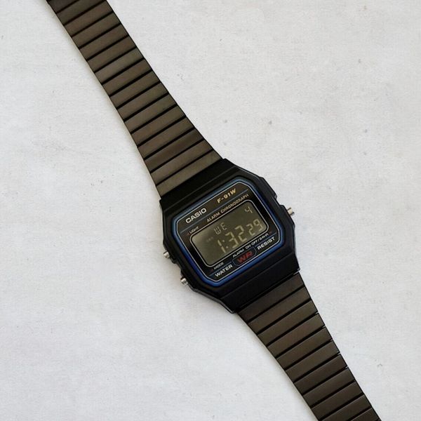 Casio F91W Custom Inverted/Negative Display Black Steel Bracelet Retro ...