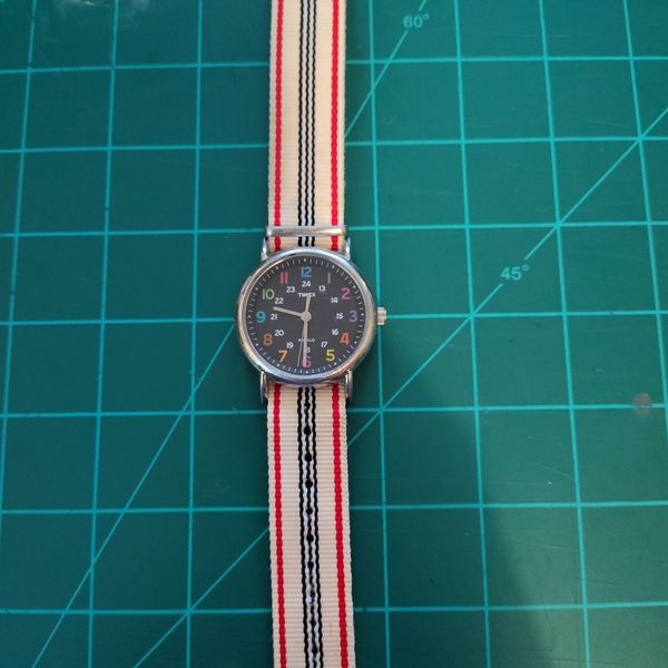Timex Weekender Black Dial Rainbow Index Indiglo 32mm Quartz Striped ...