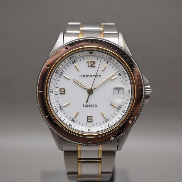 [WTS] Vintage Hamilton 9774 White Dial Two Tone Sub 660Ft Quartz Watch ...