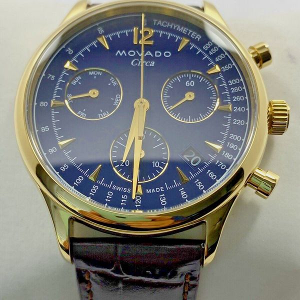 Movado Heritage Series Circa Chronograph Quartz Leather Strap Mens ...