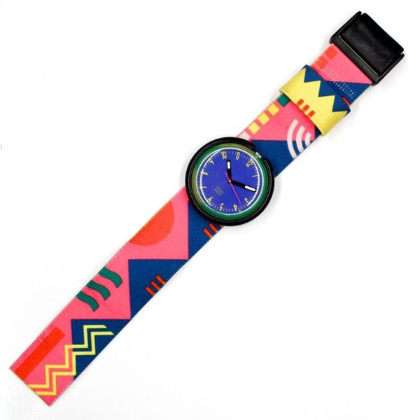 Vintage 1990 Swatch SKATE PWBJ100 POP WATCH, large pink blue retro ...
