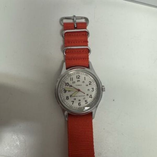 J. Crew Timex White Dial Water Resistant Stainless Red NATO ...
