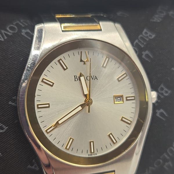 Bulova 98B125 Two Tone Silver Dial Date Stainless Steel Men's ...