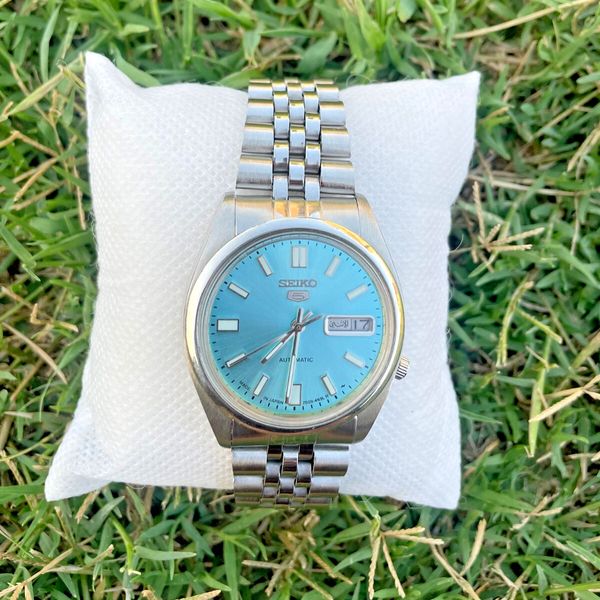 Seiko 5 Automatic Men's Watch â Turquoise Blue Dial â Vintage Japan ...