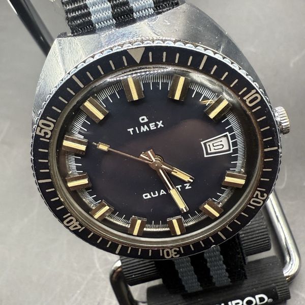 RARE Timex Q Electric Quartz Skin Diver Men' Watch Runs Vintage Very ...