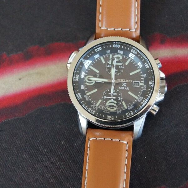 Seiko SSC081 Prospex Solar Chronograph Compass Black Watch 42mm date ...