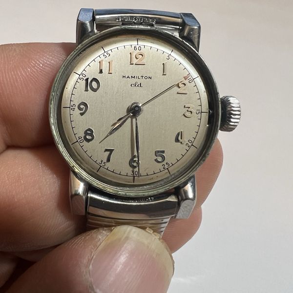 1950 Vintage Hamilton CLD Men Watch Bubble Back Red Arrow Second Hand ...