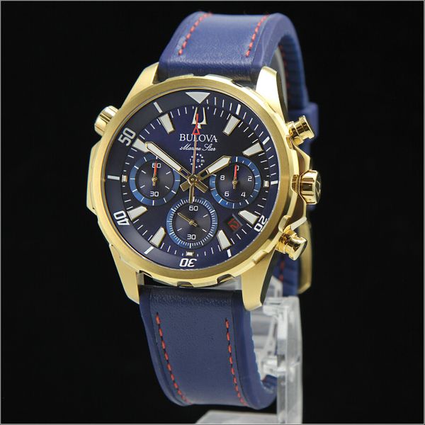 Bulova Men's Marine Star Chrono Blue Dial & Silicone Band Watch 97B168 ...