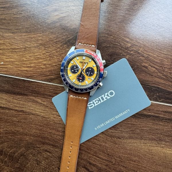 Seiko Prospex Speedtimer Pogue Solar Gold Dial Chronograph Watch SSC947 ...