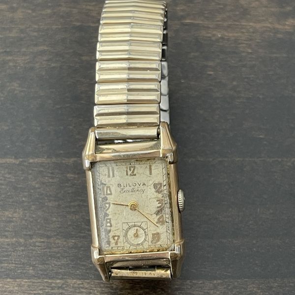 Vintage Bulova Excellency 10k Gold GF Hand Wind Mens Dress Watch 7AK ...
