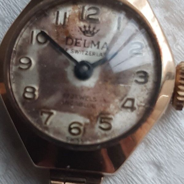 Ladies 9k Gold Vintage Delma of Switzerland 17 jewel Incabloc ...