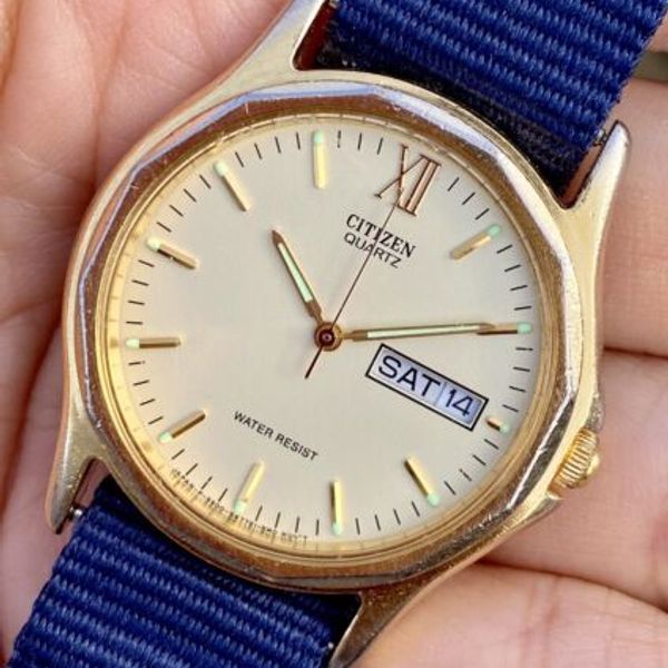 Vintage Citizen Quartz Watch Working! 35mm Miyota 5500a Movement Day ...