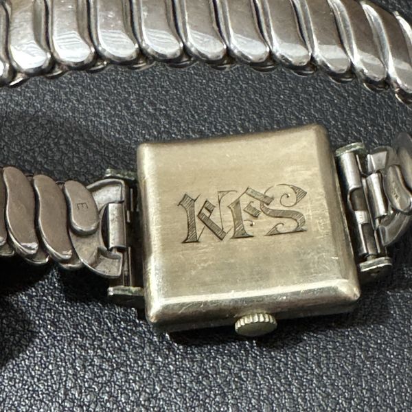 Vintage Elgin Tank Watch Manual Wind Art Deco Turns Freely Stretch Band ...