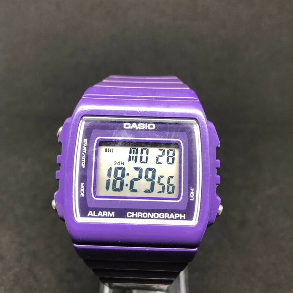 Casio Ladies Digital Watch 3224 W-215H Purple Slicon Strap Alarm ...