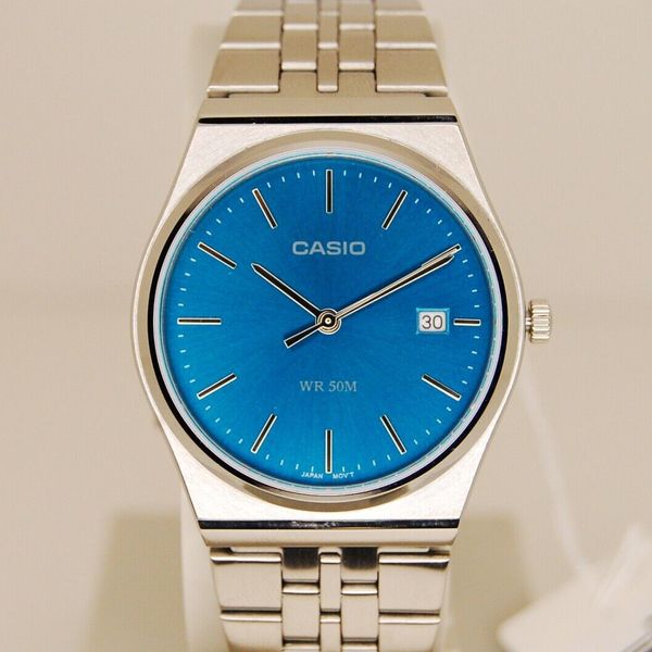 Casio MTP-B145D-2A1VDF Unisex Blue Dial Stainless Steel Bracelet Watch ...