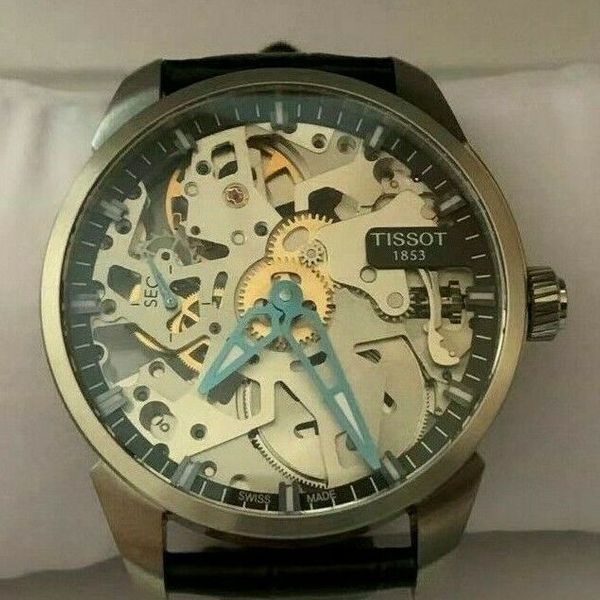 Tissot T070.405.16.411.00 T-COMPLICATION SQUELETTE Black leather Men`s ...