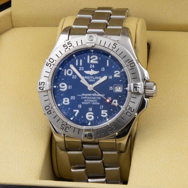 Breitling Superocean Ref. A17360 Men's Watch Blue Dial 42mm Full Set # ...