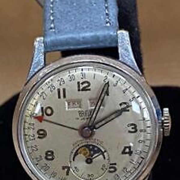 VINTAGE BRITIX TRIPLE CALENDAR MOON PHASE 31mm MANUAL WIND WATCH ...