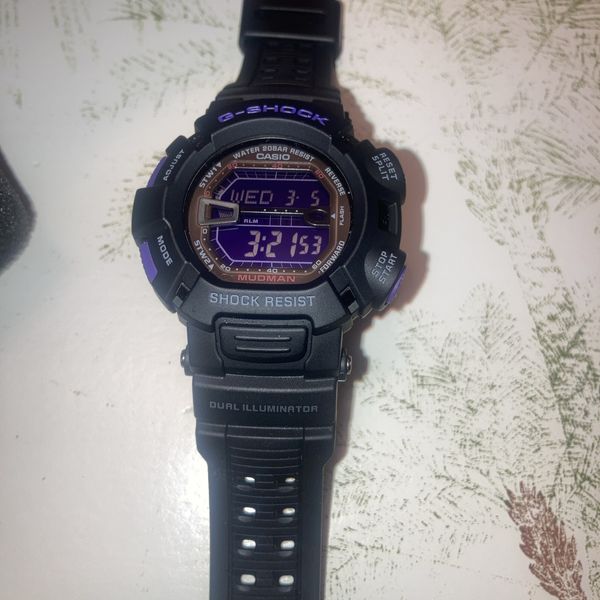Casio G-Shock MUDMAN Black Purple Digital G-9000BP Rare Watch ...