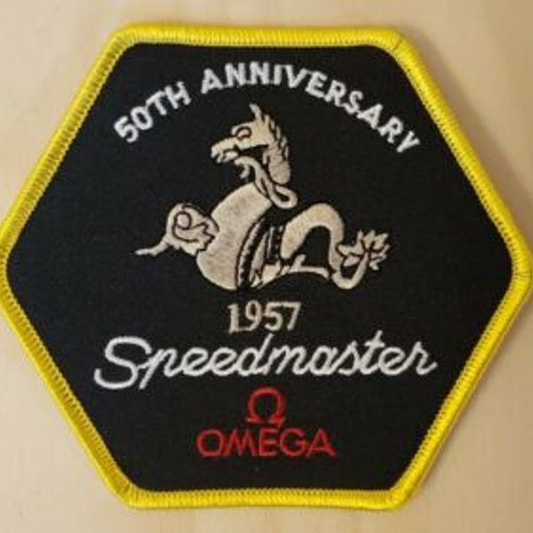 Omega Speedmaster patch official watch brand 50th anniversary seahorse ...
