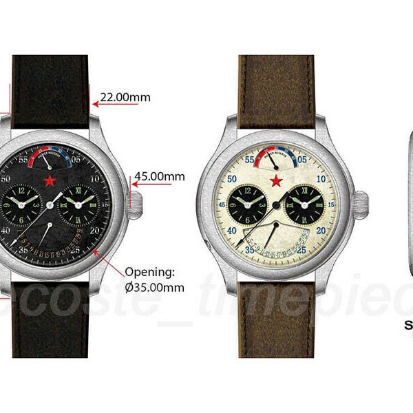 Red star Dual-Time Power Reserve 42hrs Seagull st2545 Automatic Watch ...