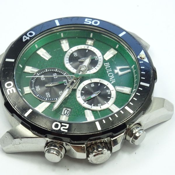 BULOVA Green Classic Chronograph Men's Designer Watch Head WORKING ...